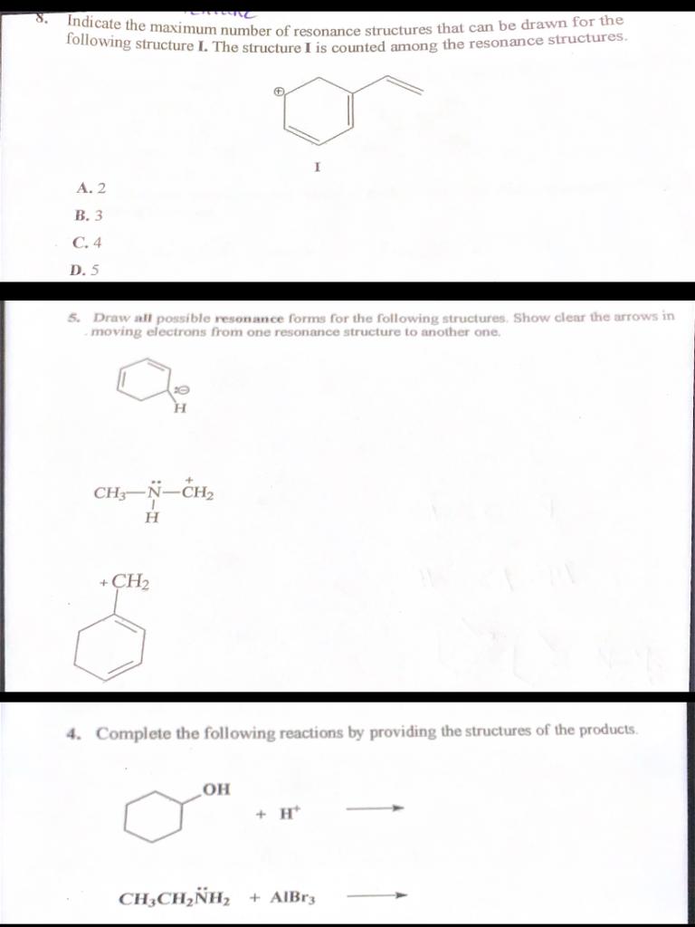 Solved 8. Indicate the maximum number of resonance | Chegg.com