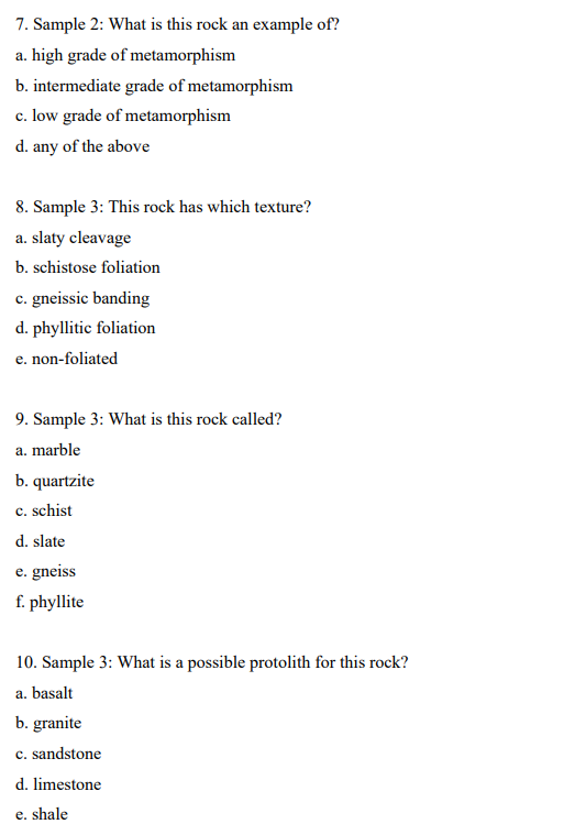 Solved 1. METAMORPHIC ROCK Metamorphism is the process by | Chegg.com