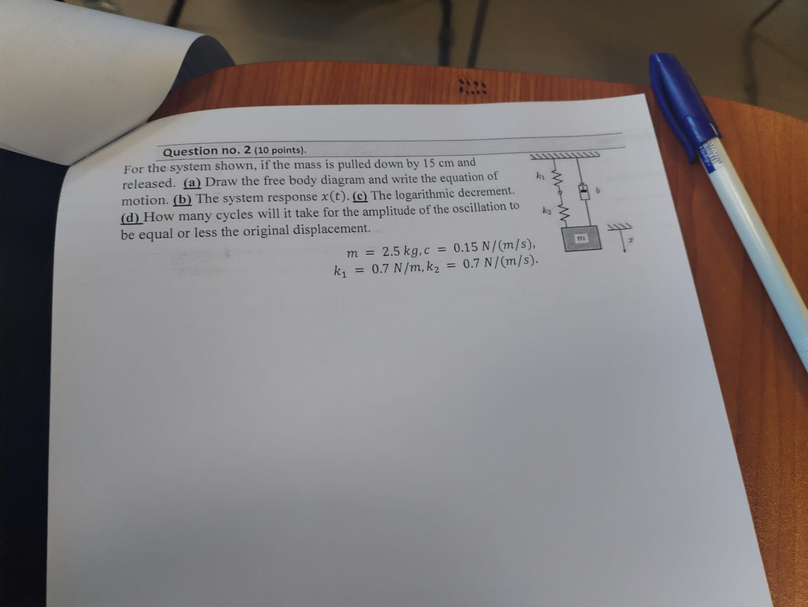 Solved Question no. 2 (10 ﻿points).For the system shown, if | Chegg.com