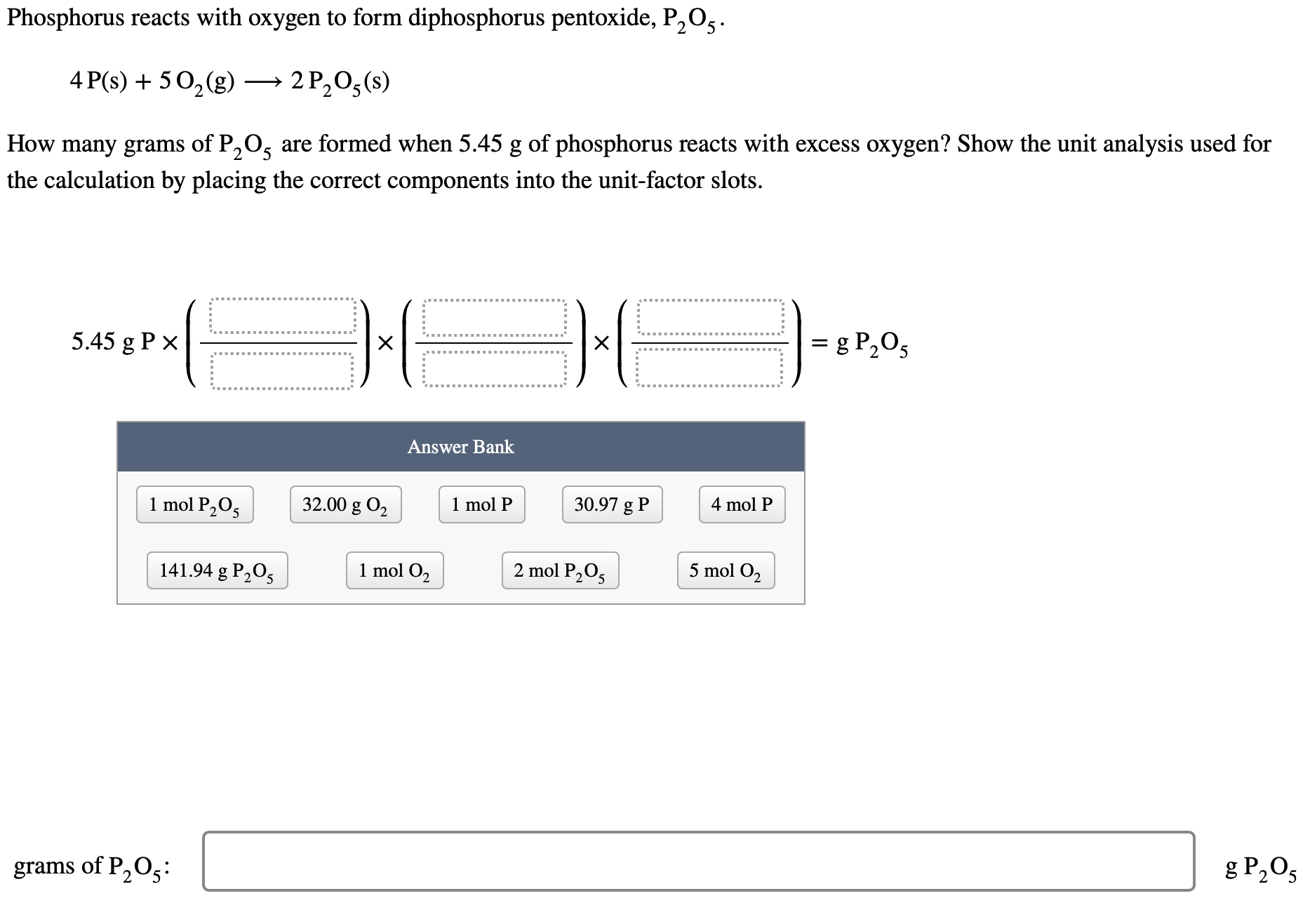 Solved Phosphorus reacts with oxygen to form diphosphorus | Chegg.com