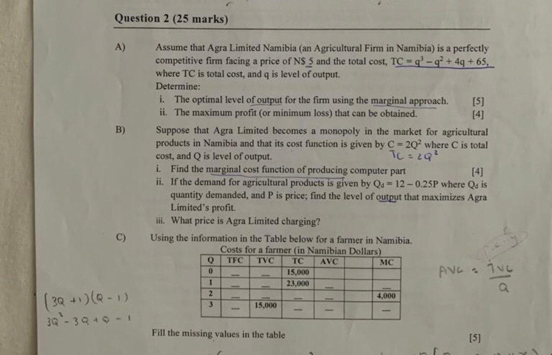 Solved Question 2 (25 marks) A) B) C) (3Q+1)(Q-1) 3Q -39 | Chegg.com
