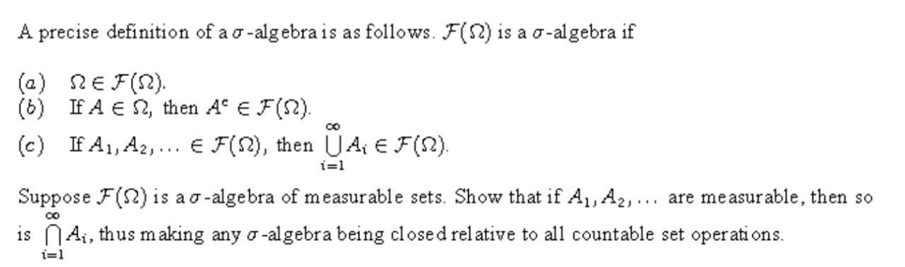 Solved A precise definition of a σ-algebra is as follows. | Chegg.com