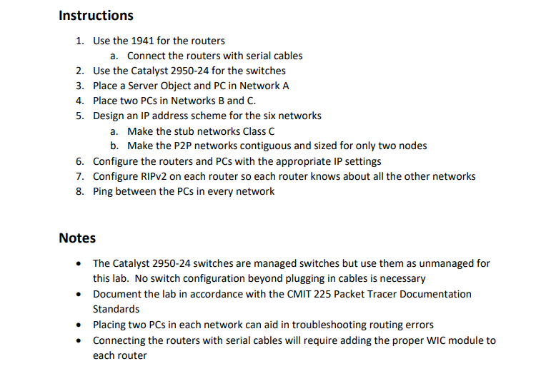 Solved Packet Tracer Lab - RIP/RIPv2 TopologyObjectives - | Chegg.com