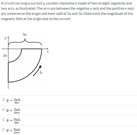 Solved A circuit carrying a current lo counter-clockwise is | Chegg.com
