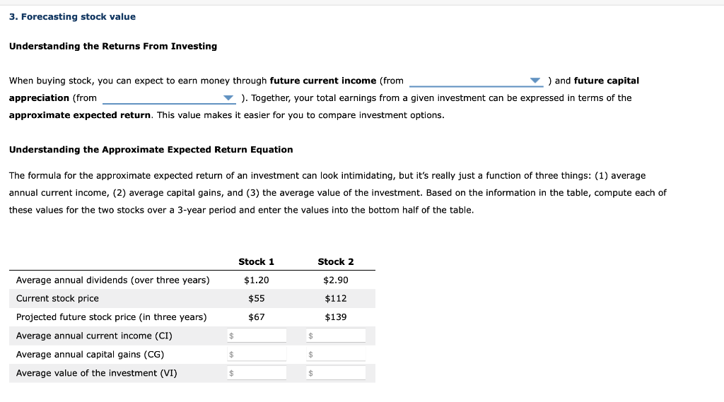 Solved Understanding the Returns From Investing When buying | Chegg.com