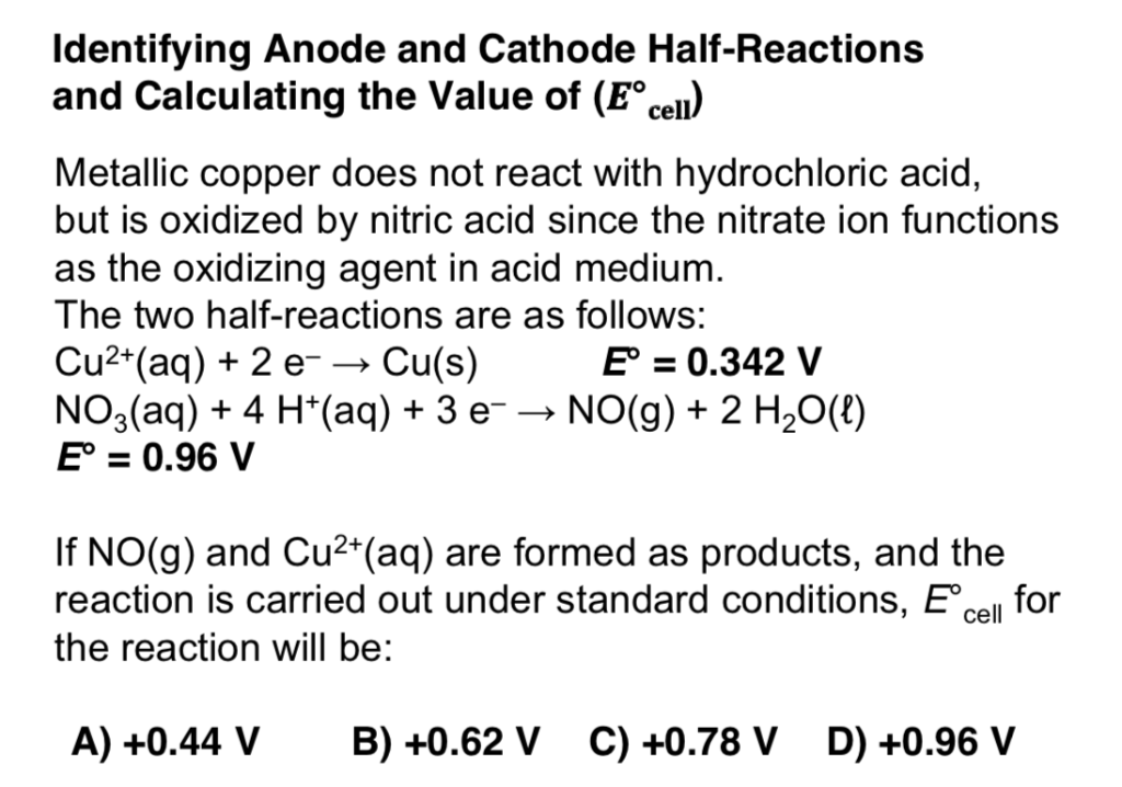 Solved ldentifying Anode and Cathode Half-Reactions and | Chegg.com