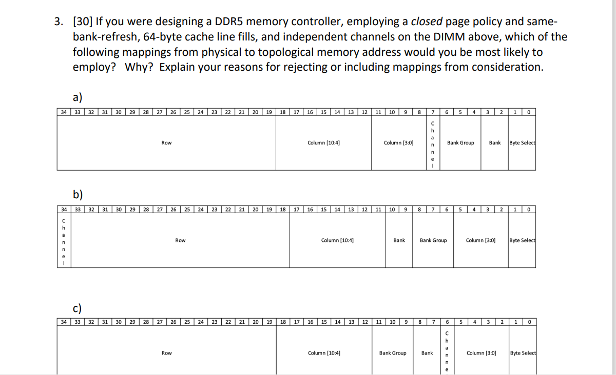 Solved [30] If you were designing a DDR5 memory controller, | Chegg.com