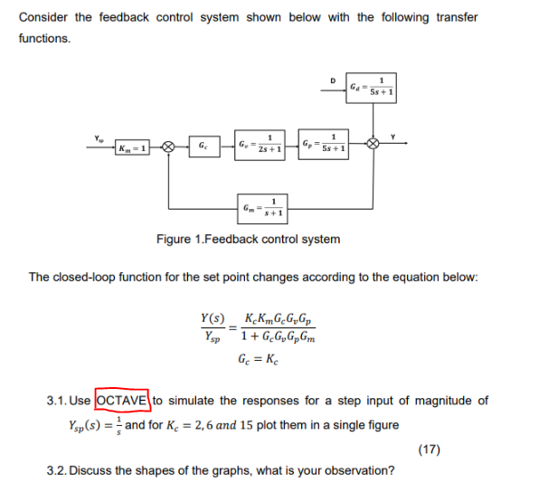 Solved Consider the feedback control system shown below with | Chegg.com