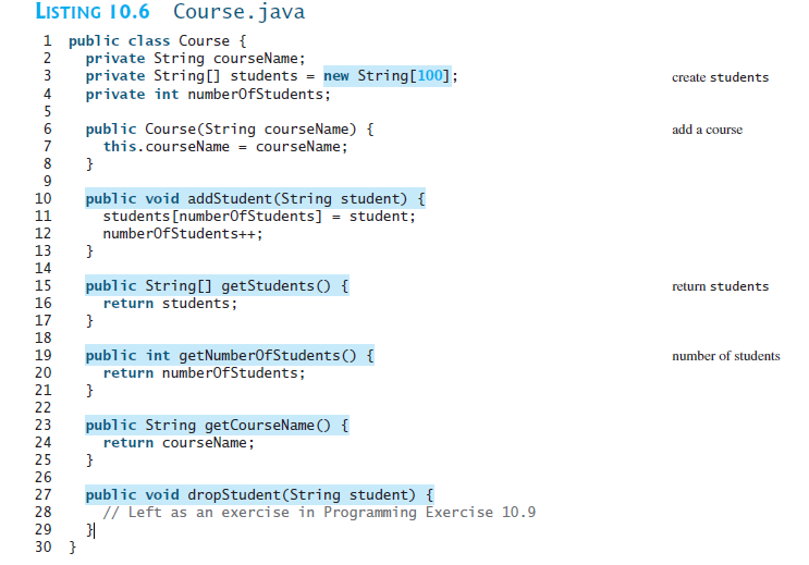 Solved *JAVA*10.9 (The Course class) *PLEASE COMPLETE | Chegg.com