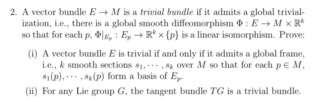2. A vector bundle E → M is a trivial bundle if it | Chegg.com