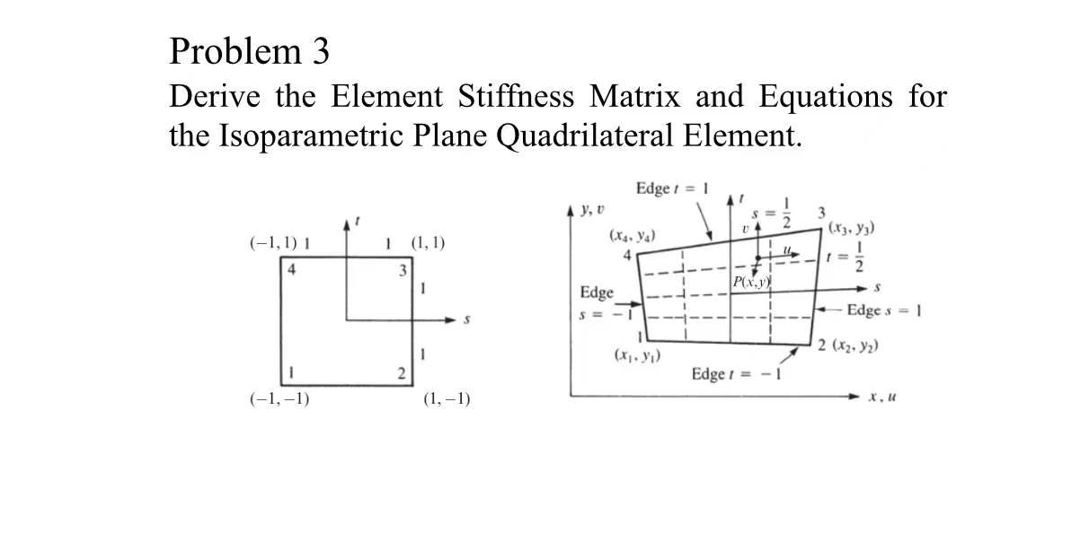 Solved Problem 3 Derive the Element Stiffness Matrix and | Chegg.com