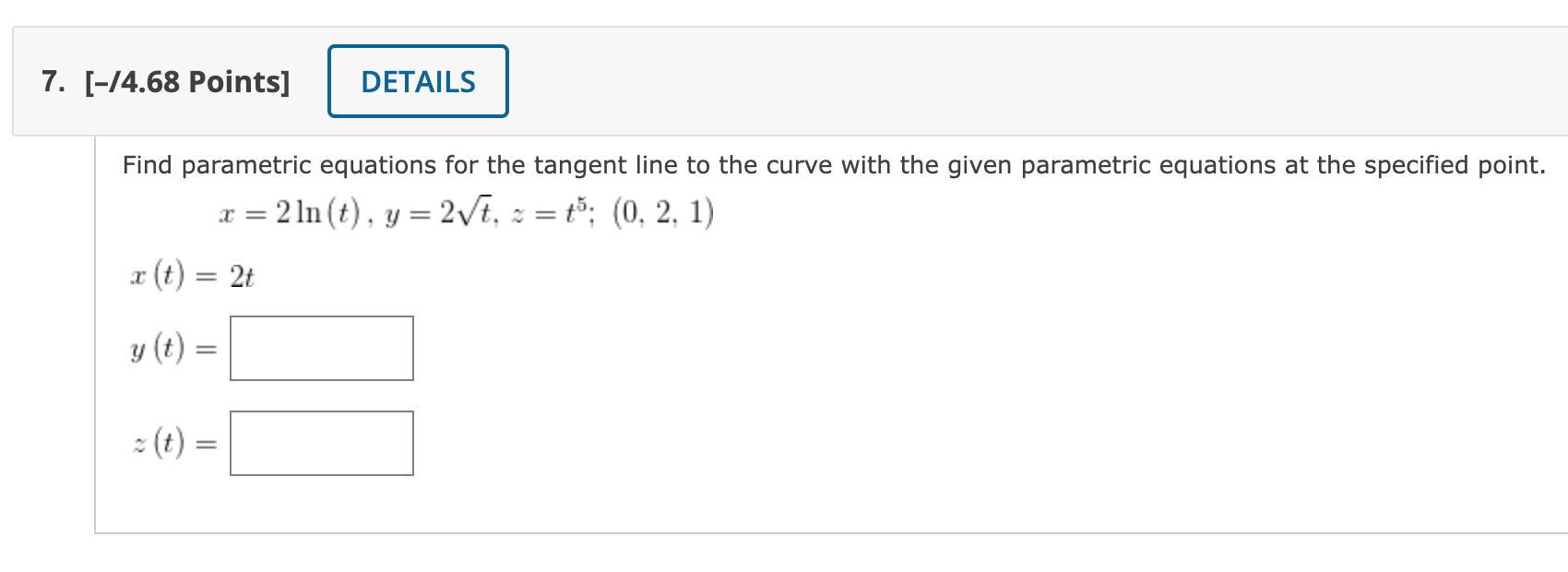 Solved Find parametric equations for the tangent line to the | Chegg.com