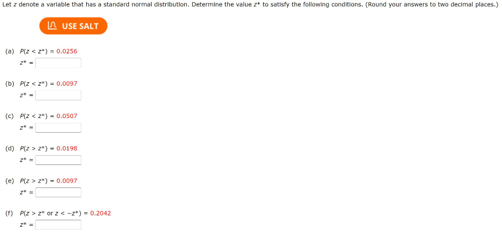 Solved Let z denote a variable that has a standard normal | Chegg.com