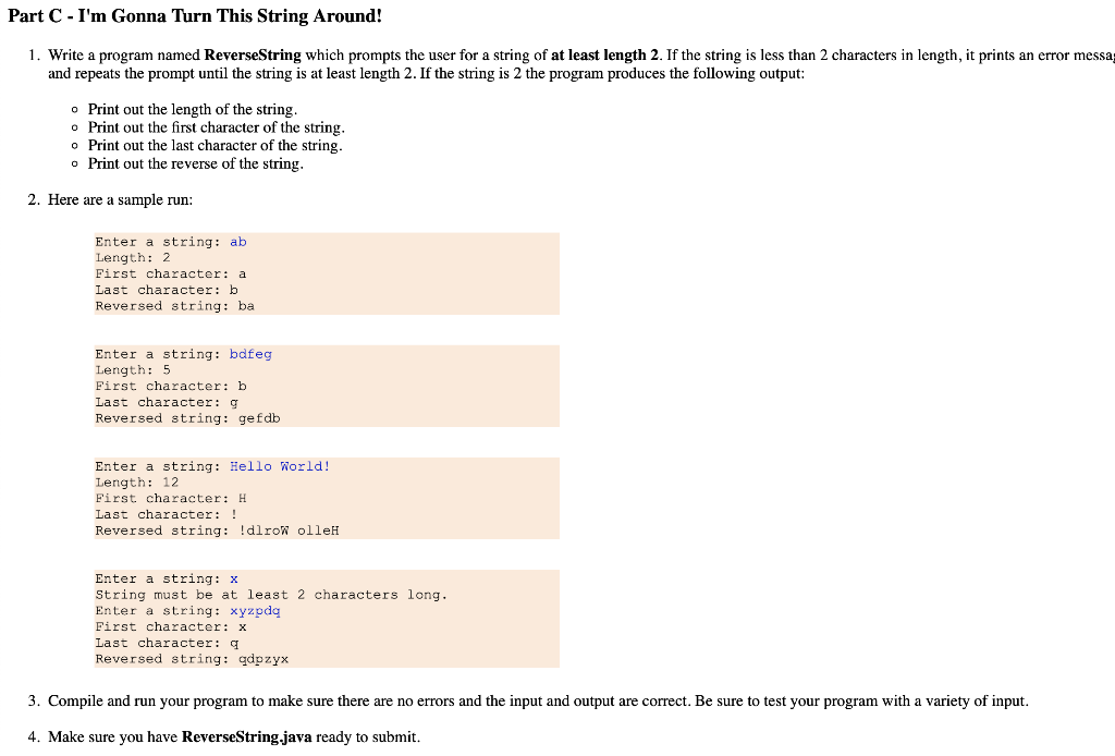 Solved Part C - I'm Gonna Turn This String Around! 1. Write | Chegg.com