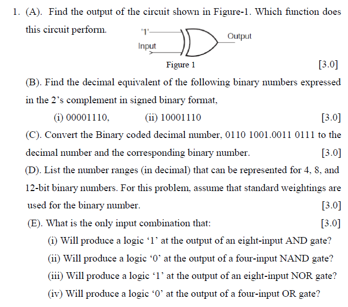 Solved 1. (A). Find the output of the circuit shown in | Chegg.com