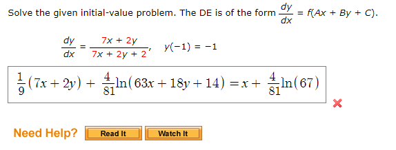 Solved dy Solve the given initial-value problem. The DE is | Chegg.com