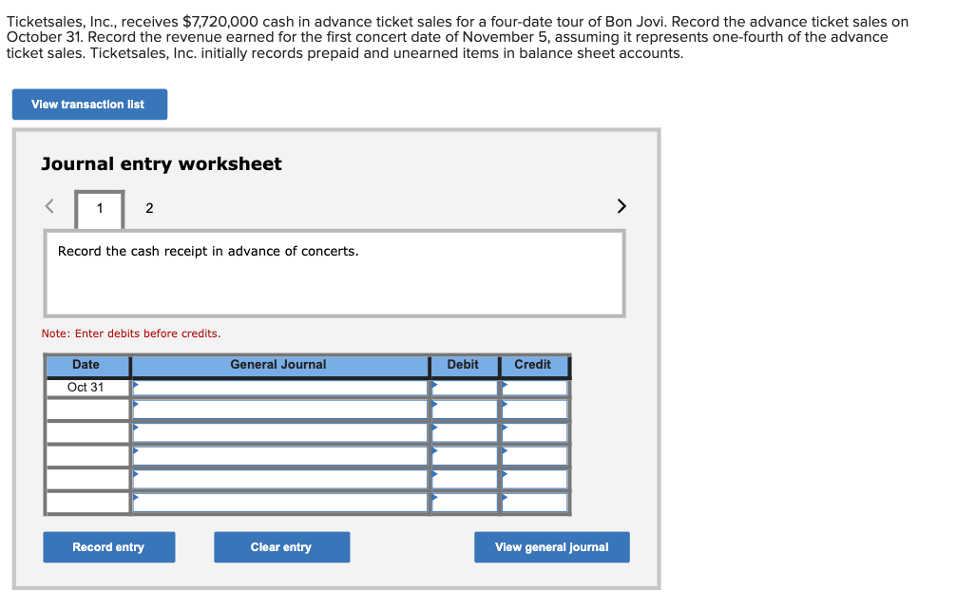 Solved Ticketsales, Inc., receives $7,720,000 cash in | Chegg.com