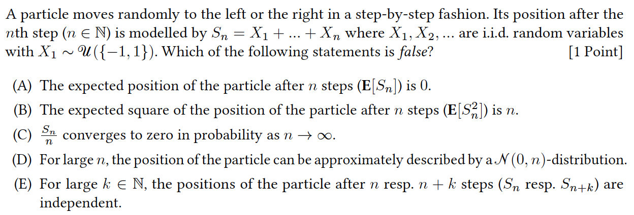 Solved A particle moves randomly to the left or the right in | Chegg.com