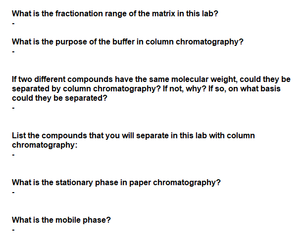 Solved What is the fractionation range of the matrix in this | Chegg.com