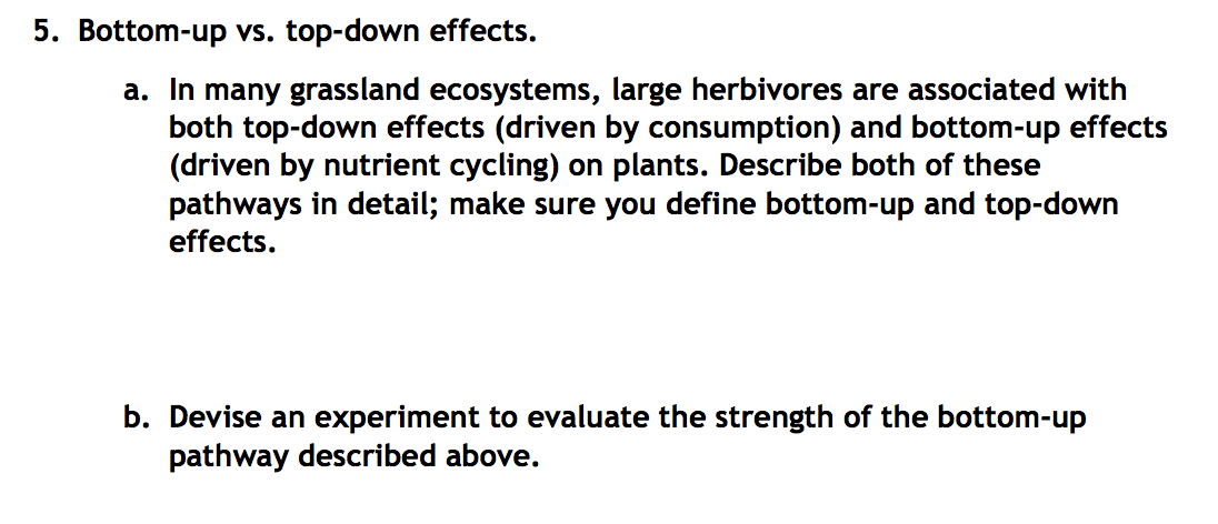Solved 5. Bottom-up vs. top-down effects. a. In many | Chegg.com