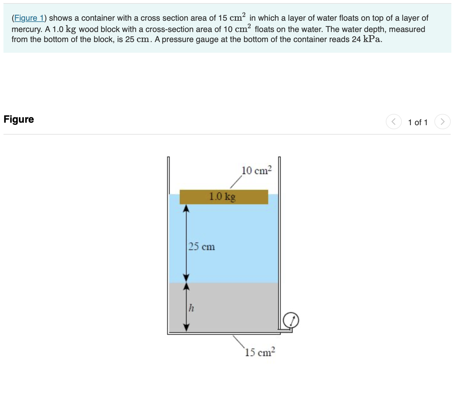 Solved (Figure 1) ﻿shows a container with a cross section | Chegg.com