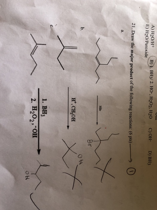 Solved A) H2O/H+ 、-B)). BH312. НО-, H2O2, H2O E) | Chegg.com