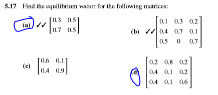 Solved 5.17 Find the equilibrium vector for the following | Chegg.com