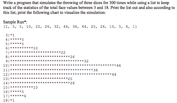 Solved Write a program that simulates the throwing of three | Chegg.com
