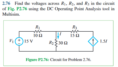 Solved 2.76 Find the voltages across R1,R2, and R3 in the | Chegg.com