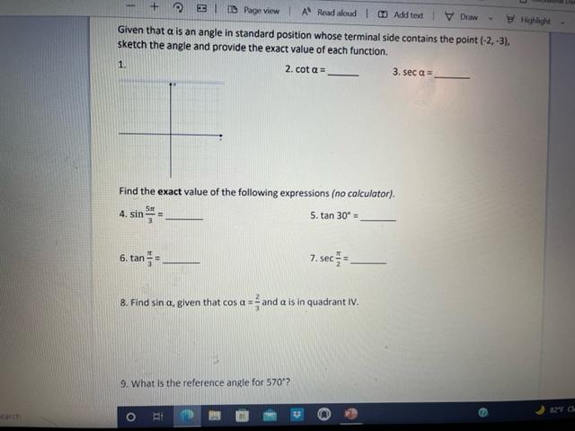 Solved T Page view A Read aloud Add text Draw Y Given that a | Chegg.com