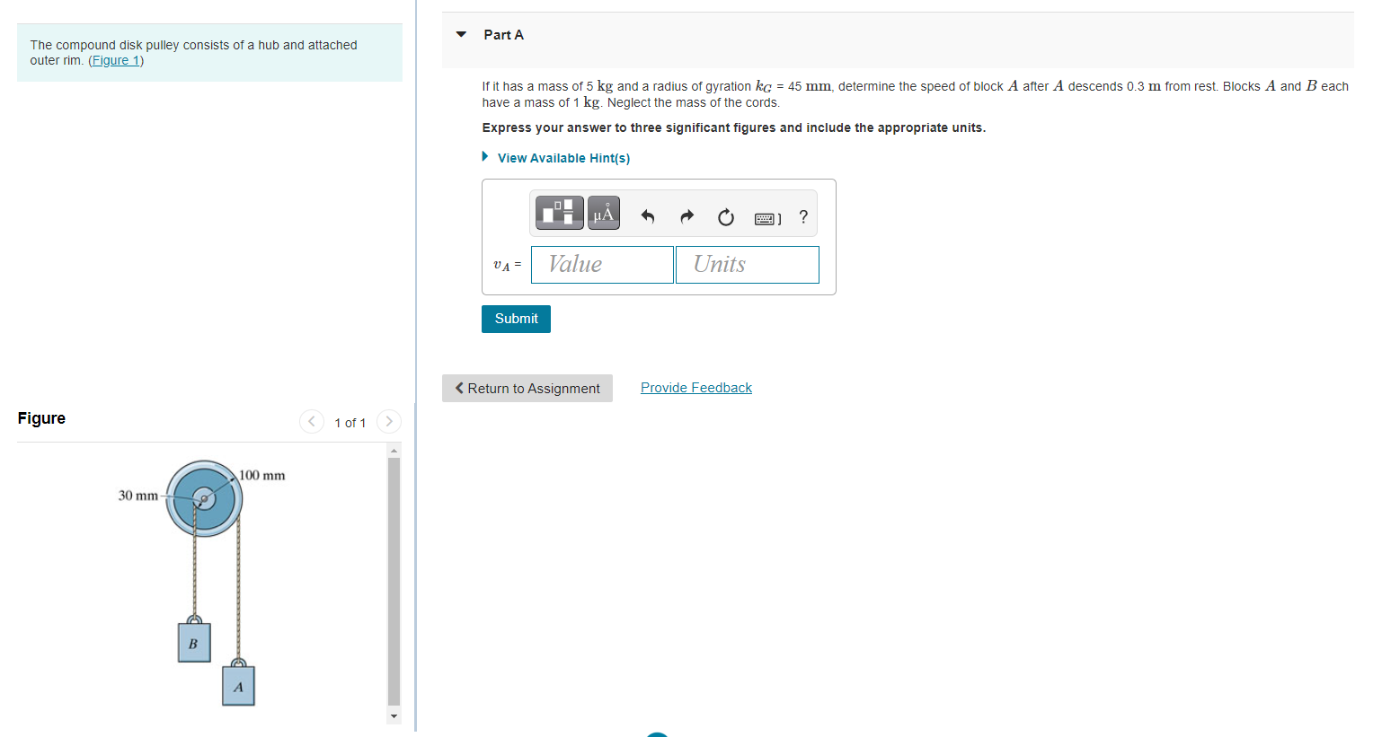 Solved Part A The compound disk pulley consists of a hub and | Chegg.com
