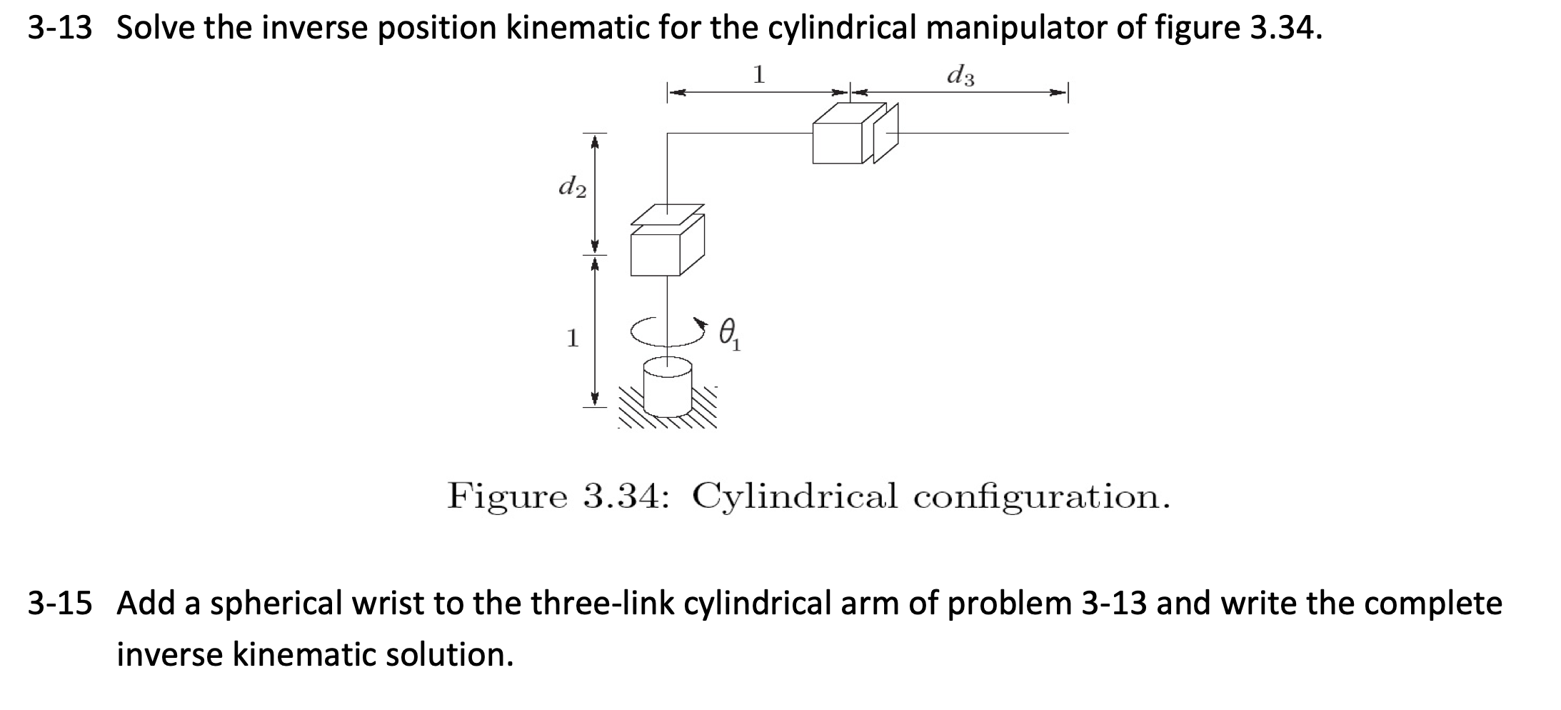 Solved 3-13 Solve the inverse position kinematic for the | Chegg.com