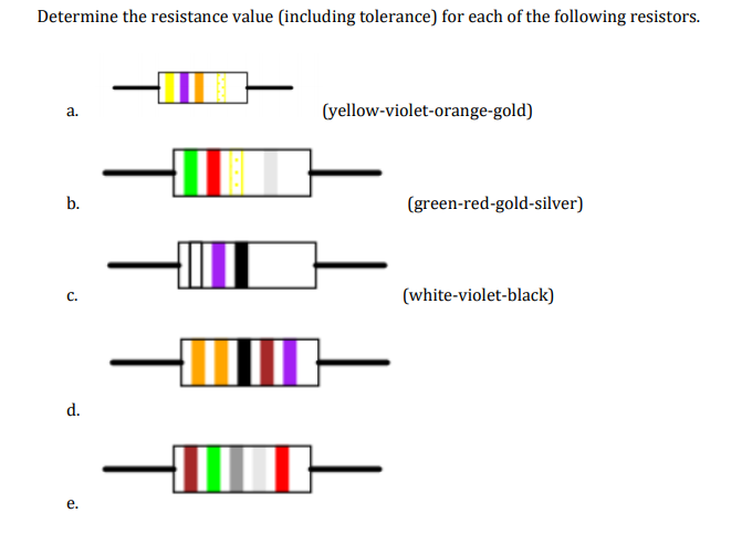 Solved Determine the resistance value (including tolerance) | Chegg.com