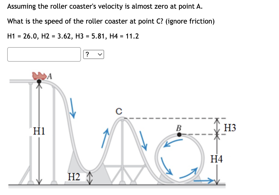 Solved Assuming the roller coaster's velocity is almost zero | Chegg.com