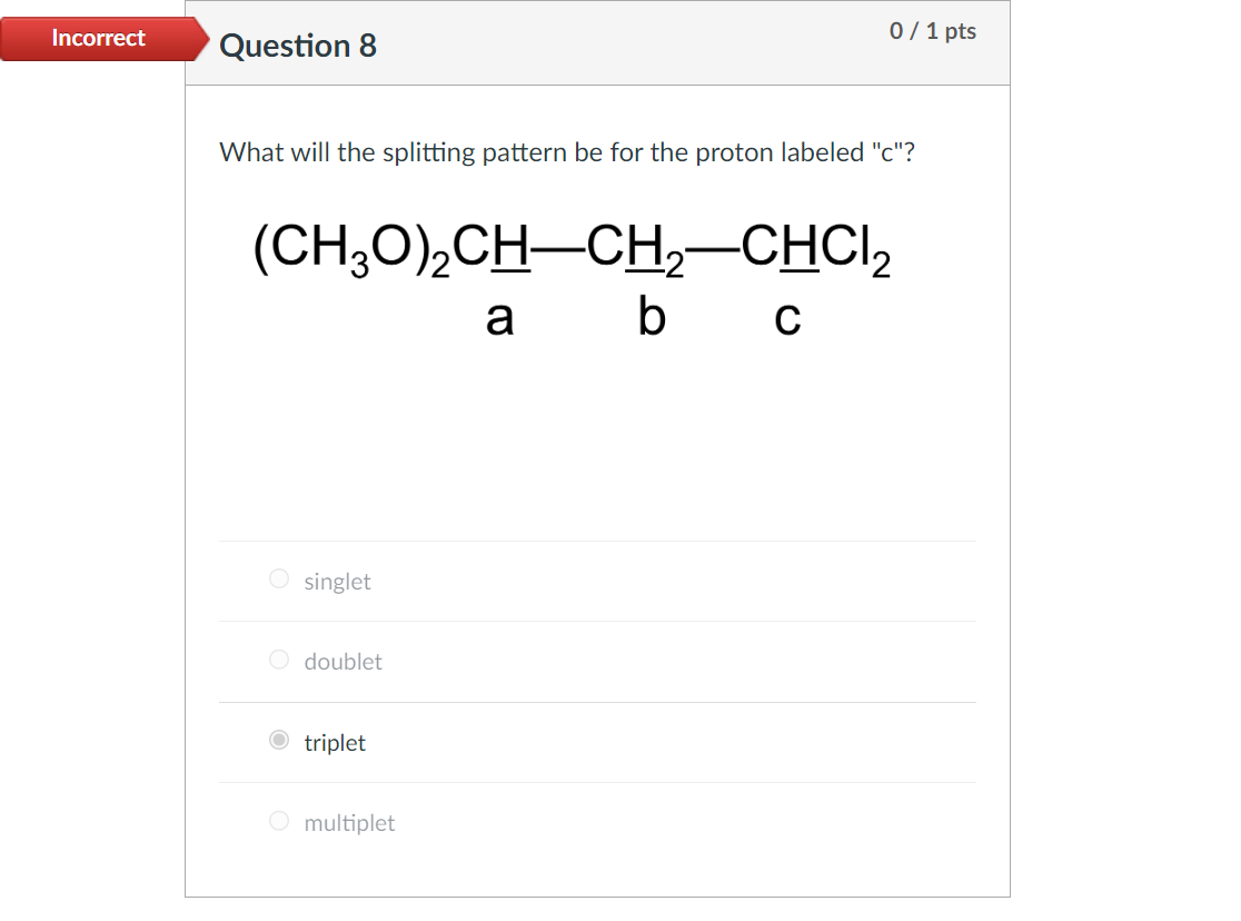 Solved What will the splitting pattern be for the proton | Chegg.com