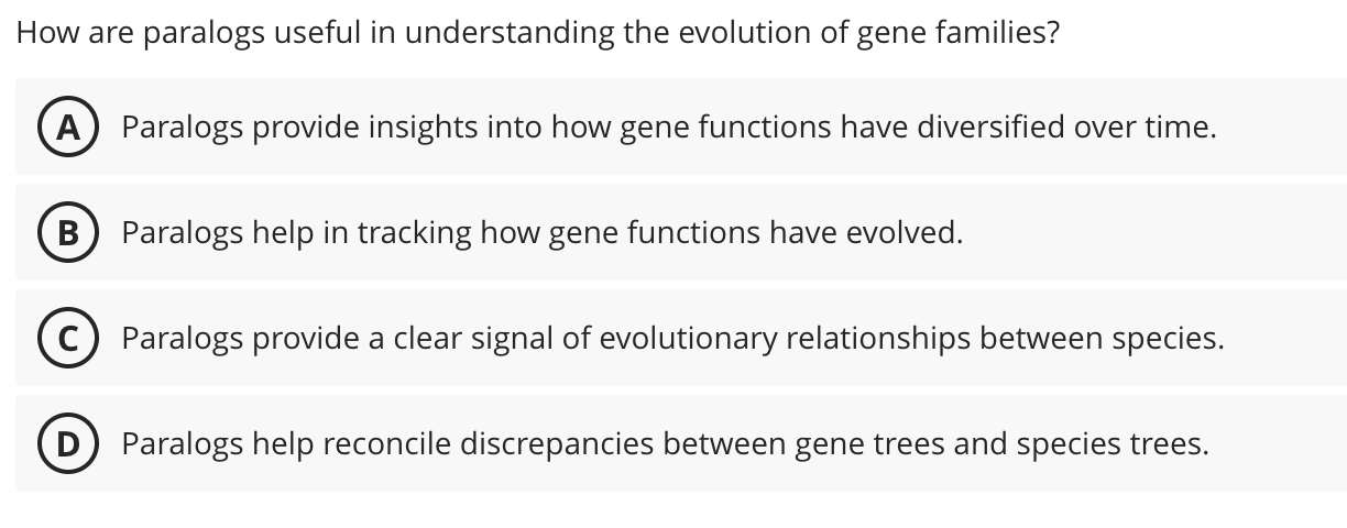 Solved How are paralogs useful in understanding the | Chegg.com