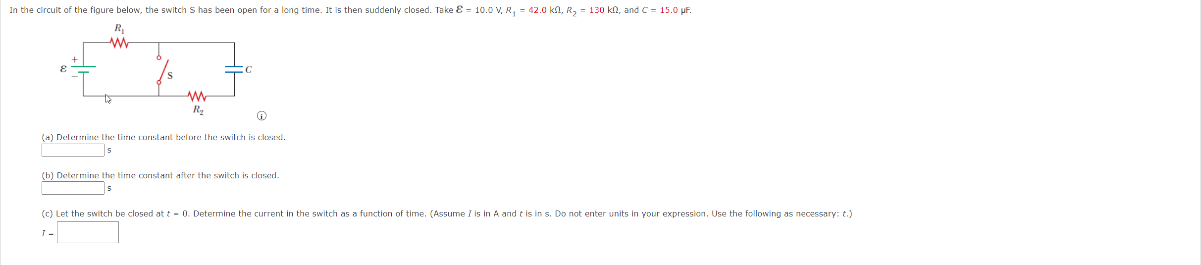 Solved In the circuit of the figure below, the switch S has | Chegg.com