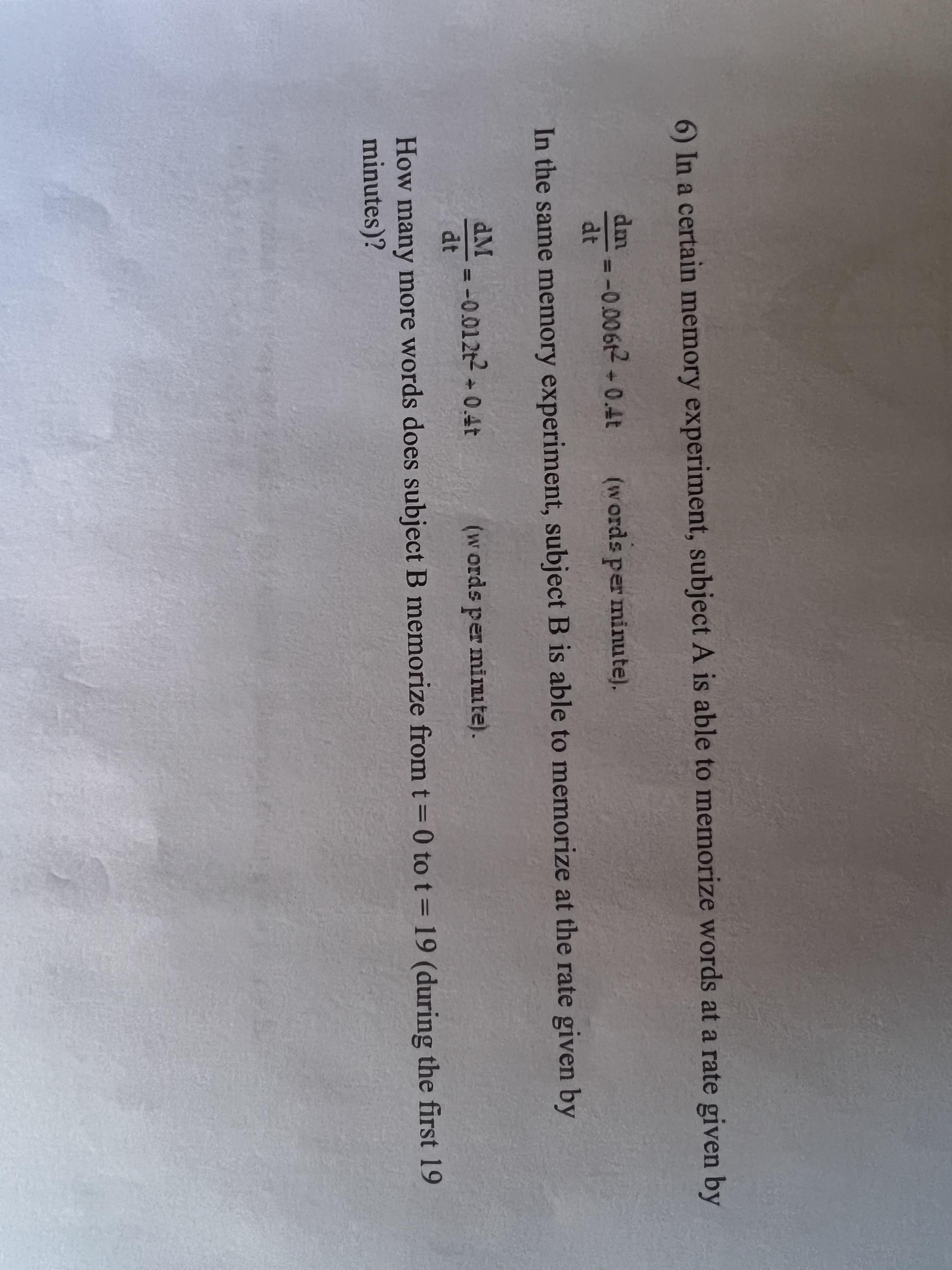 Solved 6) In a certain memory experiment, subject A is able | Chegg.com