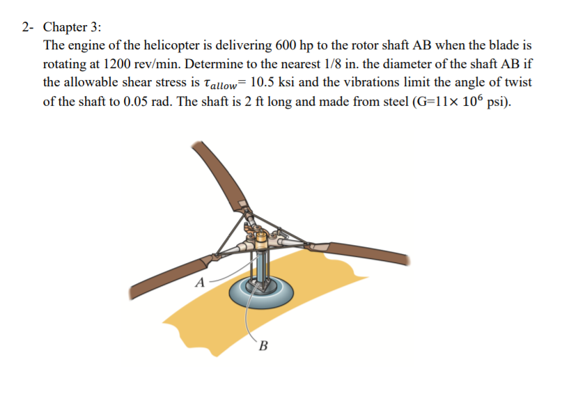 Solved The engine of the helicopter is delivering 600 hp to | Chegg.com
