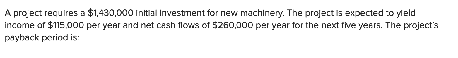 Solved A project requires a $1,430,000 initial investment | Chegg.com