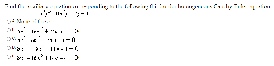 Solved 3 Find the auxiliary equation corresponding to the | Chegg.com