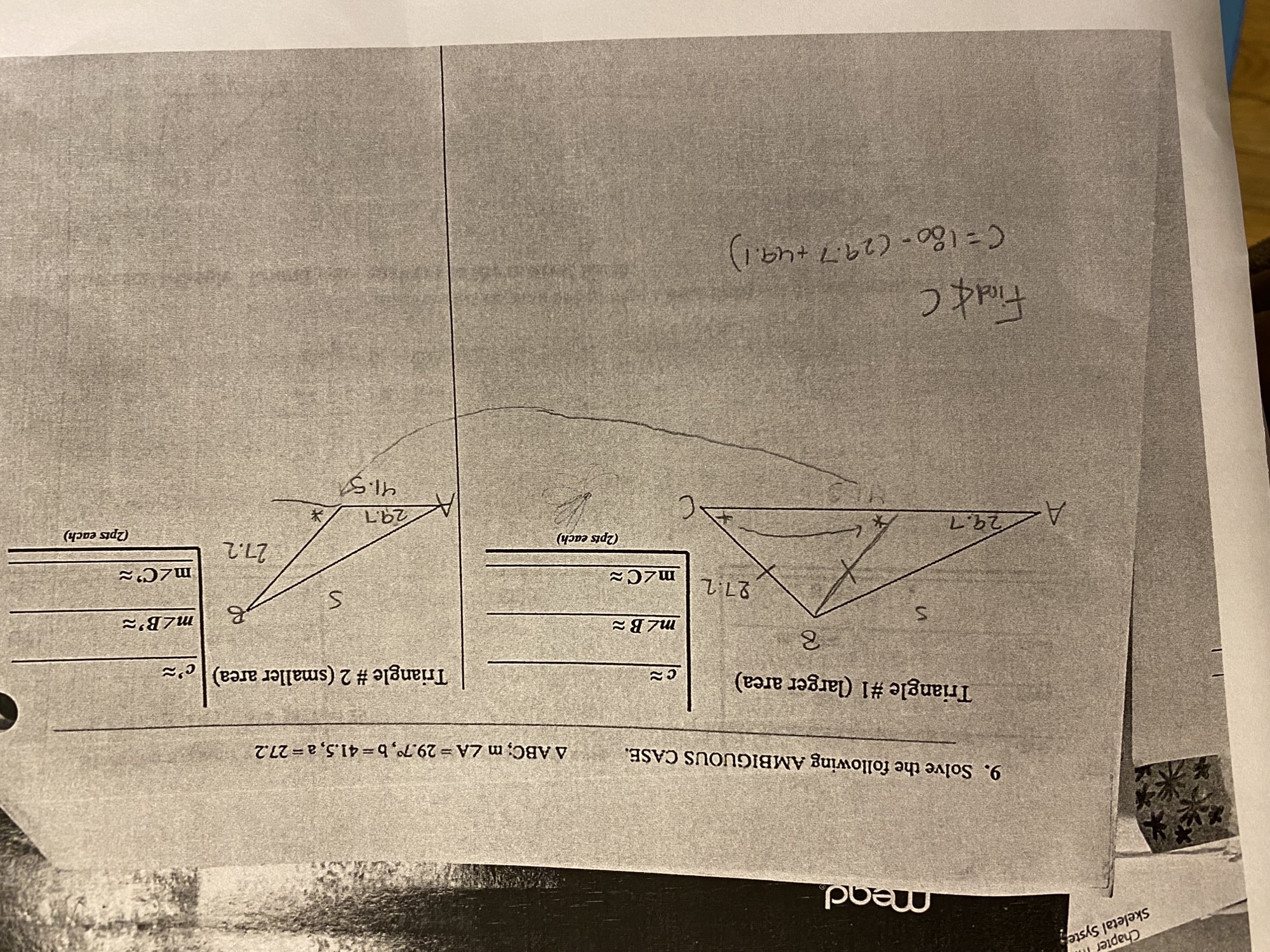 Solved 9. Solve the following AMBIGUOUS CASE. | Chegg.com