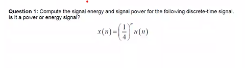 Solved Question 1: Compute the signal energy and signal | Chegg.com