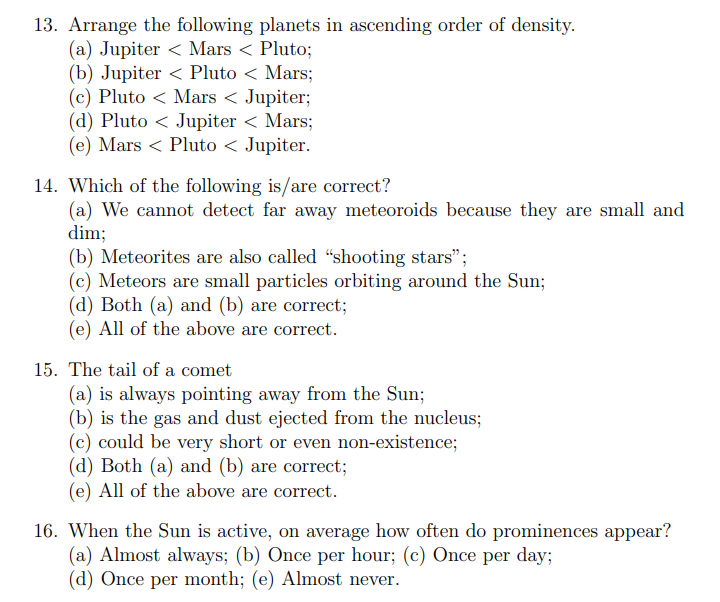 Solved 13. Arrange the following planets in ascending order | Chegg.com