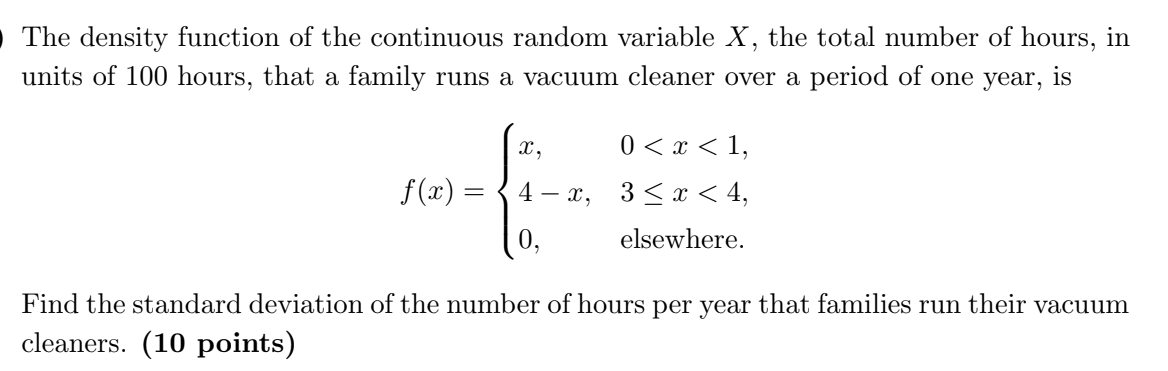 Solved The density function of the continuous random | Chegg.com
