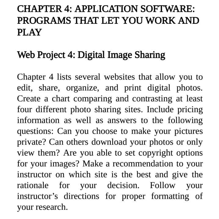 Solved CHAPTER 4: APPLICATION SOFTWARE: PROGRAMS THAT LET | Chegg.com