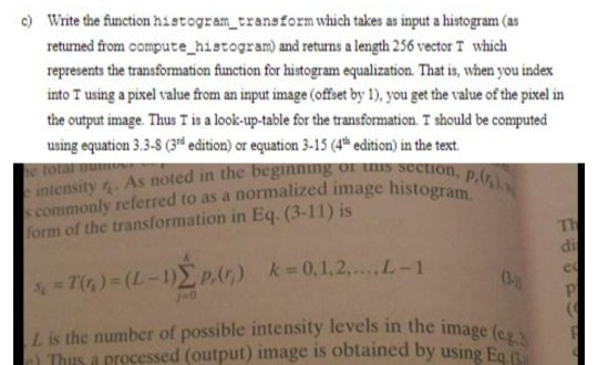 Solved c Write the function histogram_cransform which takes | Chegg.com
