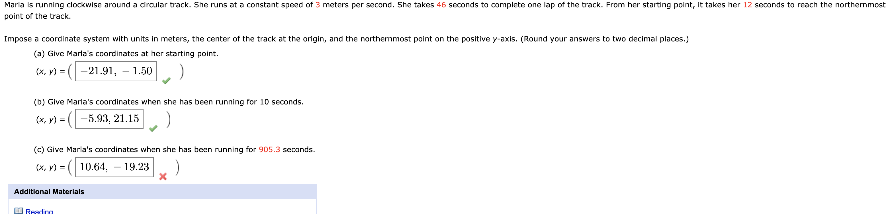 Solved Marla is running clockwise around a circular track. | Chegg.com