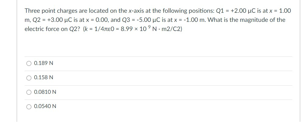 Solved Three point charges are located on the x-axis at the | Chegg.com