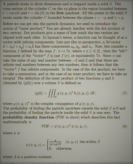 Solved A particle exists in three dimensions and is trapped | Chegg.com